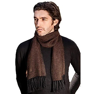 Mucros Weavers Irish Alpaca Scarf Brown Herringbone