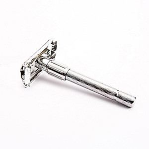 AMLESO Adjustable Double Edge Safety Shaving, with Blade, Traditional,Classic,Long Handle,Stainless for Home Use Travel