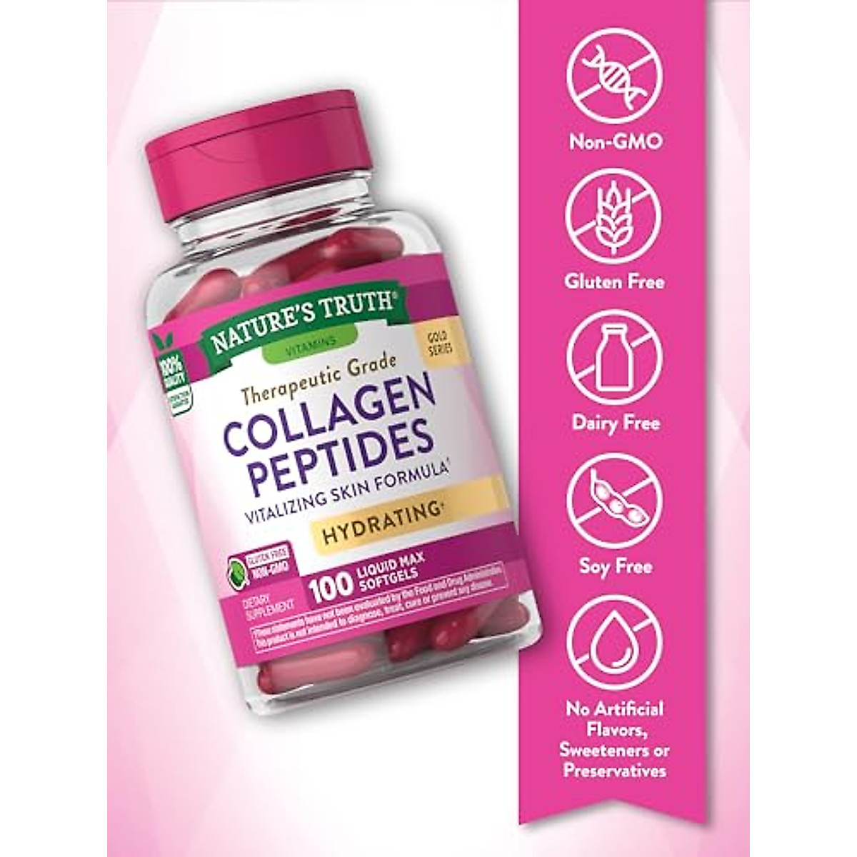 Nature's Truth Collagen Beauty Supplement | 100 Liquid Max Softgels | Non-GMO & Gluten Free Pills | Hydrating Formula