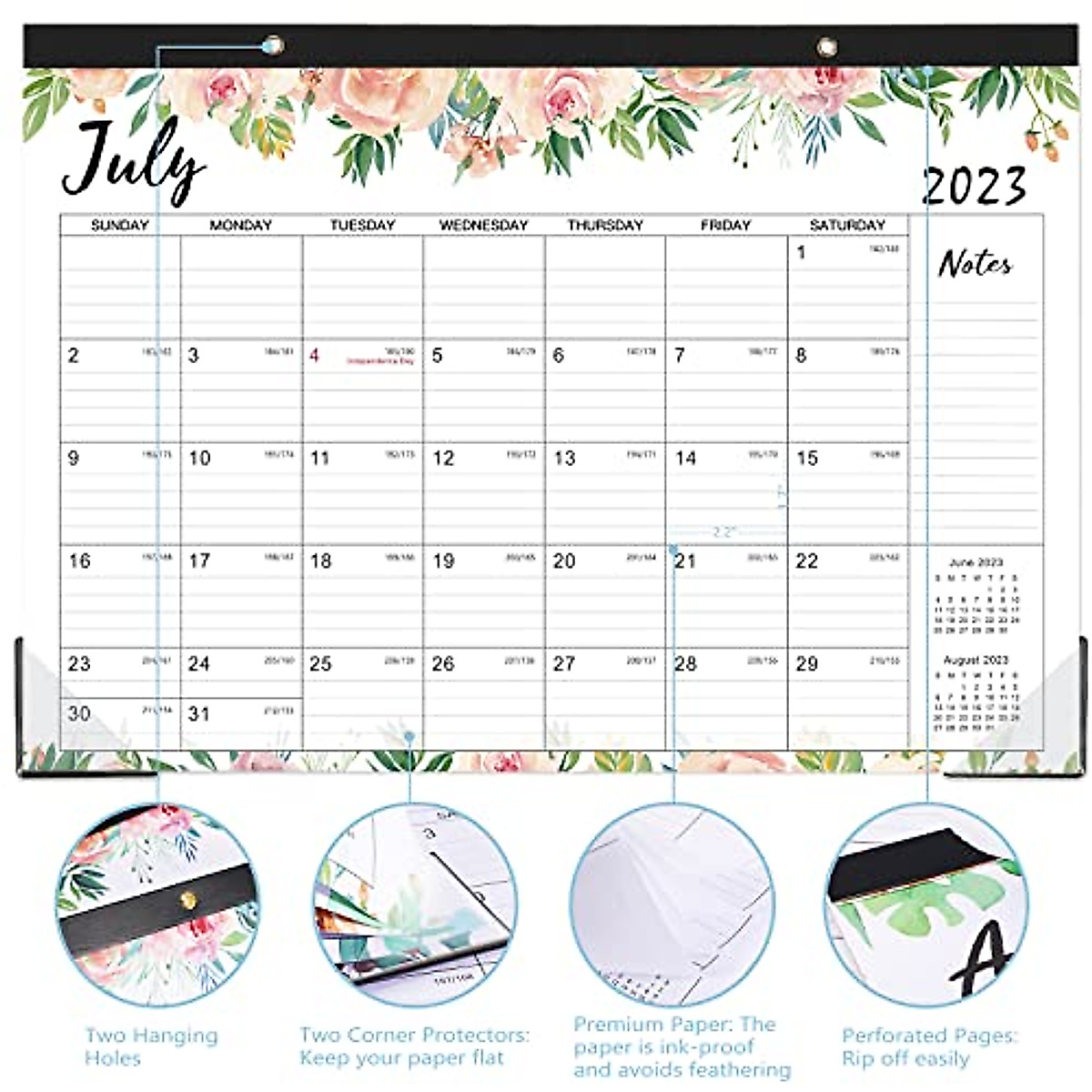 2023-2024 Desk Calendar - Jul 2023 - Dec 2024, 18 Months Large Monthly Desk Calendar, 17" x 12", Desk Pad, Large Ruled Blocks, to-do List & Notes, Best Desk/Wall Calendar for Planning or Organizing