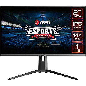 MSI Full HD Gaming RGB Non-Glare Super Narrow Bezel 1ms 1920 x 1080 144Hz Refresh Rate Adjustable Height Arm FreeSync 27” IPS Gaming Monitor (Optix MAG273R), Black (OPTIXMAG273R)