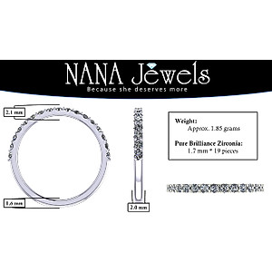 NANA Jewels 3.00ct Pure Brilliance Zirconia Engagement Ring Wedding Set Round Brilliant Cut Solitaire in Silver Size 7