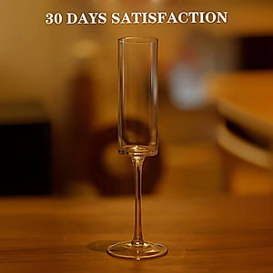 Roaishey Champagne Flutes Set of 2 - Hand Blown Crystal Champagne Glasses - 6 oz Clear Square Champagne Flutes - Unique Gifts for Women - Wedding, Galentines, Christmas, Anniversary