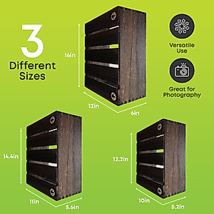 FANDOS Large Wooden Crates For Display -16x12x6in- Wall Mount Stackable Rustic Wooden Crate Boxes, Farmhouse Wooden Crates for Storage, Decorative Wooden Milk Crates for Decor /Artificial Crafts