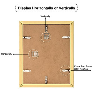 KSROECUD 11 x 14 Picture Frame Set of 2 with High Definition Plexiglass, 11x14 Picture Frame with mat for 8x10 for Wall Mounting, Gold
