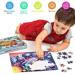 Wooden Puzzles for Kids Ages 4-6-8, 48 Piece Jigsaw Puzzles for Kids 3 4 5 6 7 8 Year Old, Toddler Children Preschool Puzzles Educational Toys for Boys and Girls