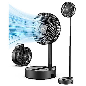 8" Portable Rechargeable Fan, 10000mAh Battery Operated Oscillating Fan, 3 Speeds, Adjustable Height, Foldable Fan, Quiet Small Standing Fan, Powerful USB Desk Fan for Home Office Picnic Camping
