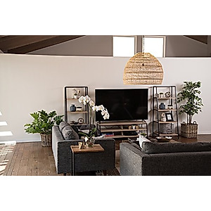 KOUBOO 1050101 Open Weave Cane Rib Bell Hanging Ceiling Lamp, One Size, Wheat