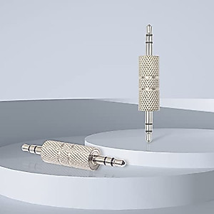 Duttek 3.5mm Male to Male Audio Adapter, Metal Silver 3 Pole 3.5mm Stereo Jack to 3.5mm Stereo Jack Adapter, 1/8 Inch Male to Male Audio Headphone Jack Coupler Connectors - 2 Pack