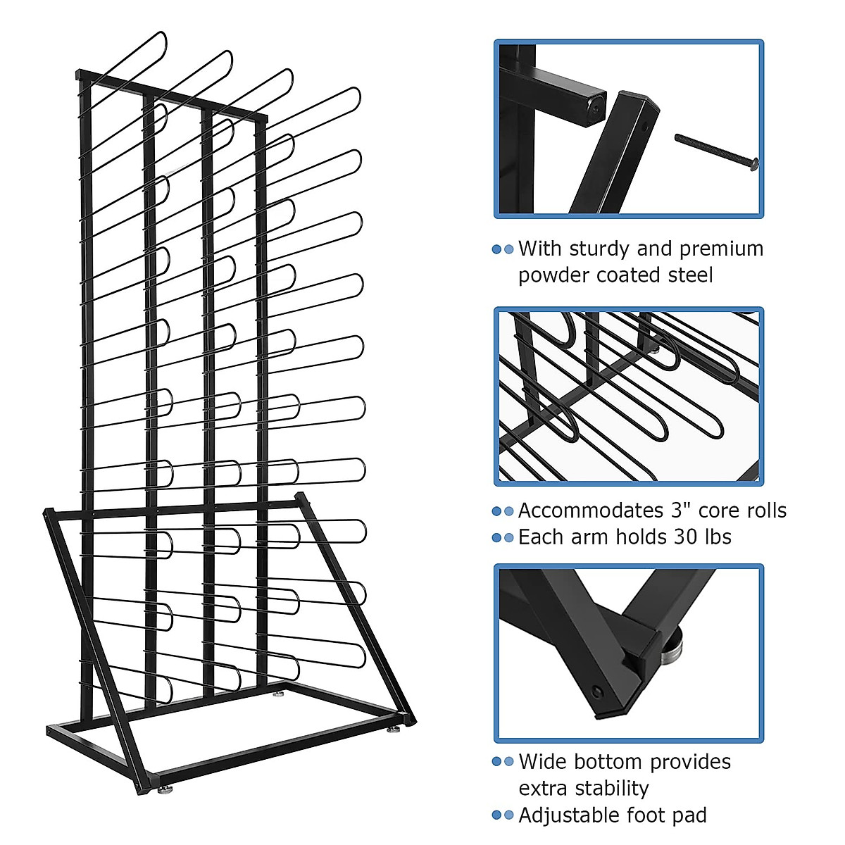 INNOVART Vinyl Roll Floor Storage Rack, Vinyl Roll Holder, Viny Roll Storage Rack for Craft Room, Vinyl Storage Organizer for Cricut, Linen Rolls, Fabric Rolls, Texture Rolls and Vinyl Rolls, 40 Rolls