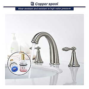 HOMELODY Widespread Bathroom Faucet 8 Inch Lavatory Faucet 2 Handle with Pop Up Drain and Supply Hose, Brushed Nickel