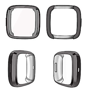 Wepro Screen Protective Case Compatible with Fitbit Versa 2 Smartwatch, 3-Pack Soft TPU Full Cover Cases for Fitbit Versa 2 Watch, Clear/Black/Rosegold
