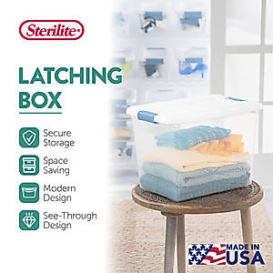 Sterilite 25 Qt./24 L Latching Box Clears, Quart, White, 6 Piece