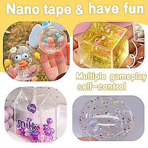 LIYAR Nano Tape Bubble Kit 80 Pack Nano Bubble Kit,2 Roll Nano Tape with Clay Viral Nano Bubble Tape Fidget Toys Adults Girls Toys Party Favors Unique Toys Nano Tape Bubble Kit for Kids