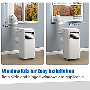 COSTWAY 10000 BTU Portable Air Conditioner with Remote Control, Energy Efficient for Rooms Up to 400 Sq. Ft, Cooling, Dehumidifying, 3 Fan Speed Settings, Clear LED Display, White-Update