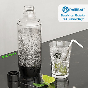 Rollibot Sparkling Water Maker Soda Maker (CO2 Cylinder Not Included), One Button Carbonating, 1L/ 33.8 fl-oz BPA-Free Water Bottle, Compatible with Screw-in Type CO2 Cylinders