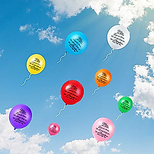 36 Pieces Colorful Release Memorial Balloons Remembrance Funeral Balloons with 2 Pieces White Ribbons for Celebration of Life, Balloon Release, Funeral Decoration