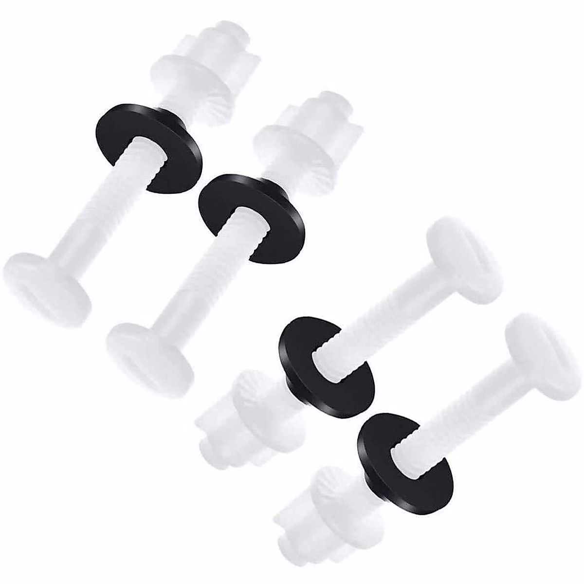 4 Pack Plastic Toilet Seat Hinge Bolts and Nuts Washers for Top Mount Toilet Seat Hinges