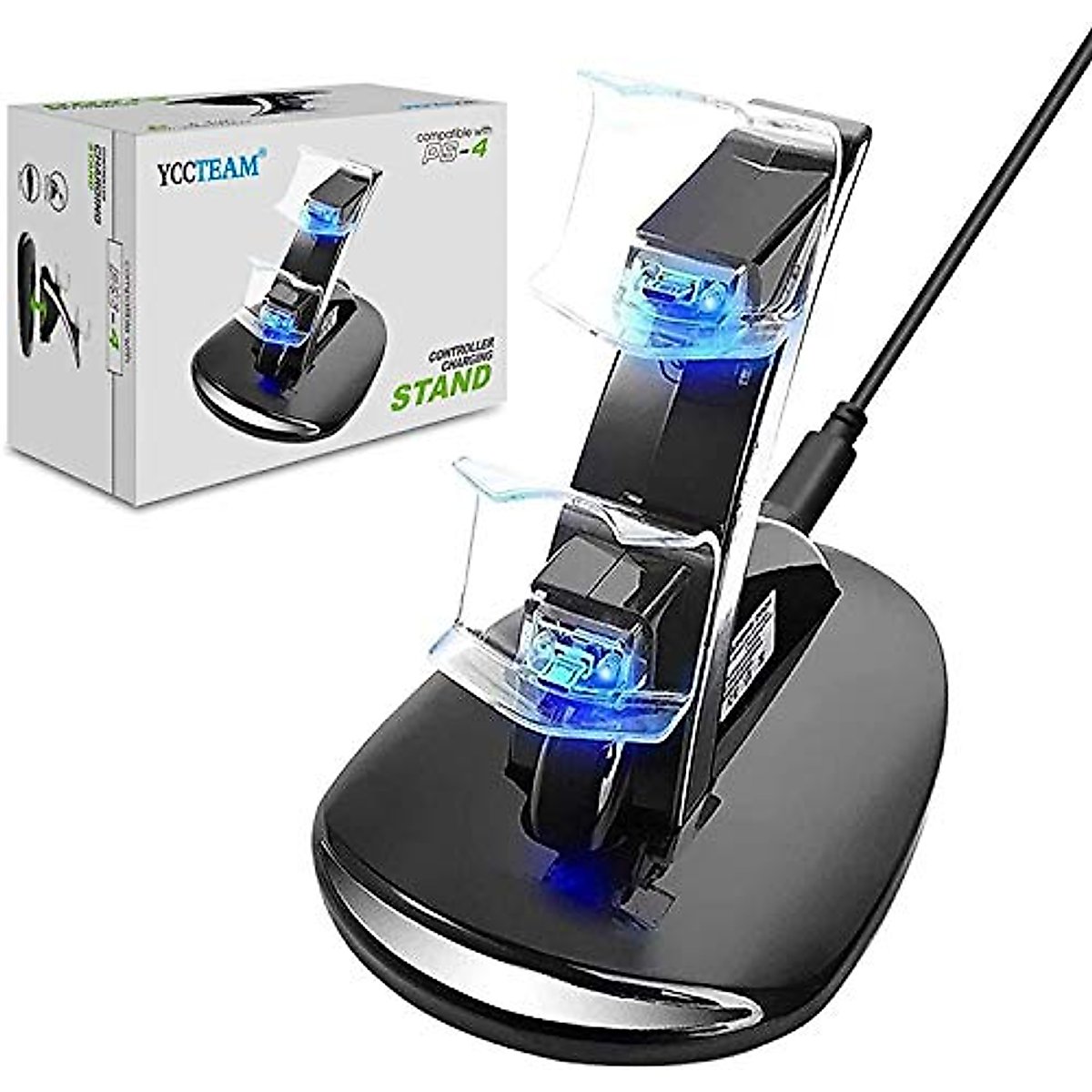 PS4 Controller Charger, PS4 Pro/Playstation 4 / PS4 / PS4 Slim Controller Charger Charging Docking Station Stand.Dual USB Fast Charging Station & LED Indicator for PS4 Controller-Black