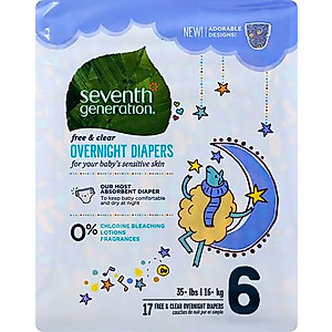 Seventh Generation Overnight Diapers - Size 6 - 17 ct