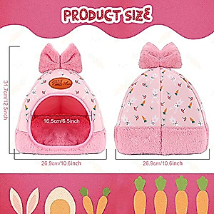 YUEPET Rabbit Bed Warm Guinea Pig Cave Beds Cute Bowknot Rabbit House and Hideouts Cage Accessorie for Bunny Guinea Pigs Chinchilla and Other Small Animals