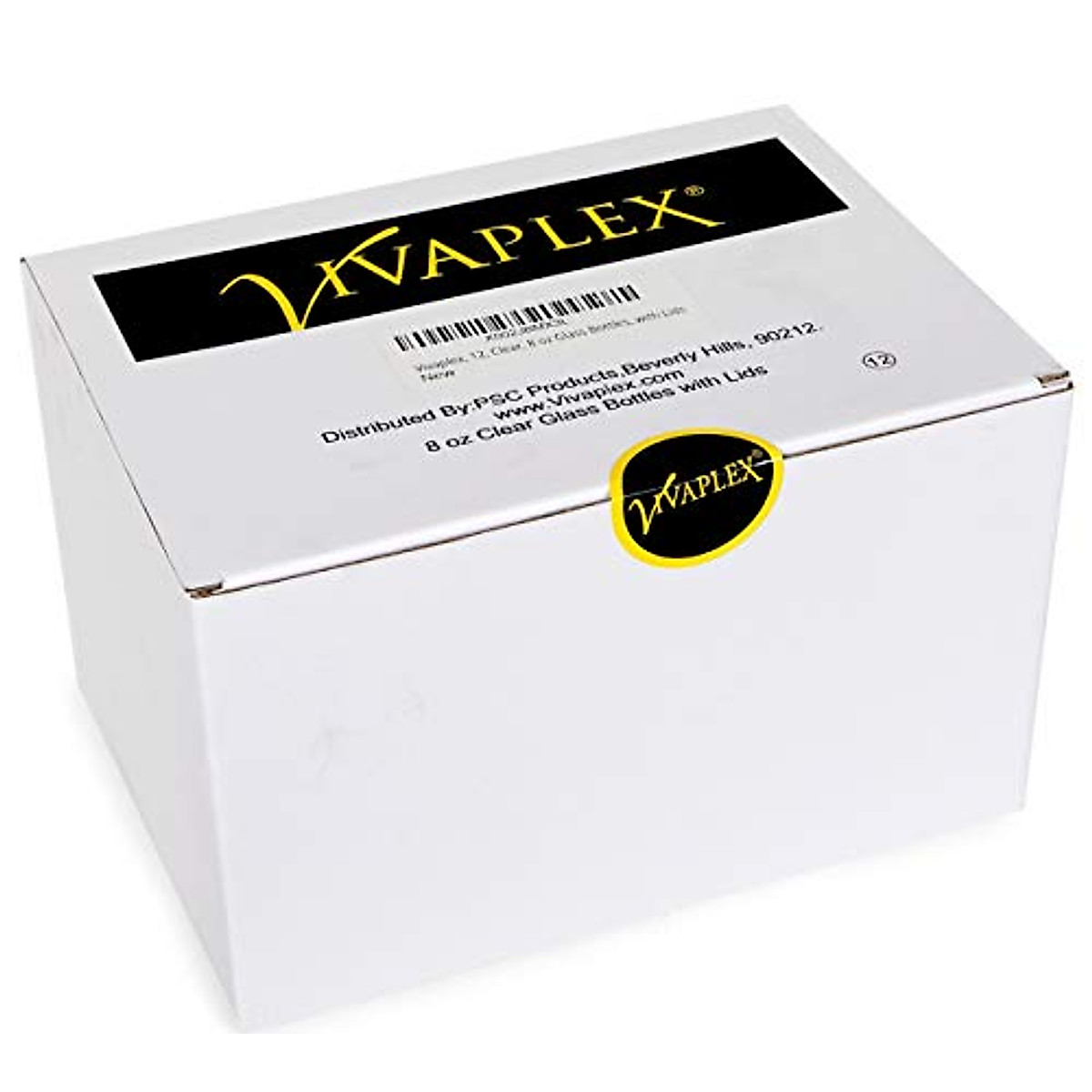 Vivaplex, 12, Clear, 8 oz Glass Bottles, with Lids