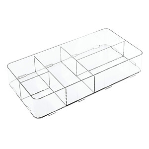 iDesign Clarity Plastic Divided Organizer, Interlocking Storage Container for Vanity, Bathroom, Kitchen Drawers, 16" x 8" x 3", 5 Section