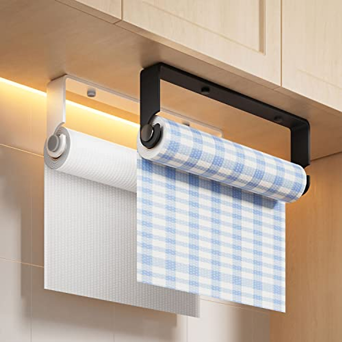 Lazysheep Paper Towel Holder Under Cabinet for Kitchen，Self Adhesive or Screw Mounting Paper Towel Holder，Wall Mount Paper Towel Holder Paper Roll Holder No Drilling Suitable for Kitchen Bathroom