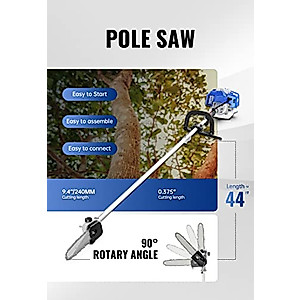 WILD BADGER POWER 26cc Weed Eater/Wacker Gas Powered, String Trimmer/Edger, Pole Saw, Hedge Trimmer and Brush Cutter Blade, 4-in-1 Multi Yard Care Tools, Rubber Handle & Shoulder Strap Included