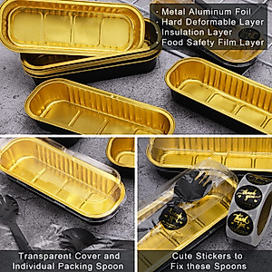 ylnurac 100Pack Aluminum Foil Mini Loaf Pans With Lids, 6.8 Oz Rectangle Baking Cups Muffin Tins,Disposable Baking Tins Mini Baking Pans Tins Holders For Brownie Mini Cake Bread -Black In Gold