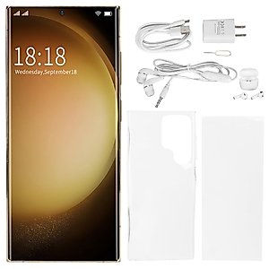 6.8 Inch Incell Super HD Screen Cell Phone, 9000mAh Battery with HiFiEarphones, 5GHz WiFi, 3G 2G Network Compatibility (White)