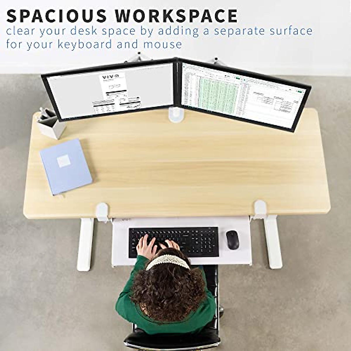 VIVO Large Keyboard Tray Under Desk Pull Out with Extra Sturdy C Clamp Mount System, 27 (33 Including Clamps) x 11 inch Slide-Out Platform Computer Drawer for Typing, White, MOUNT-KB05W