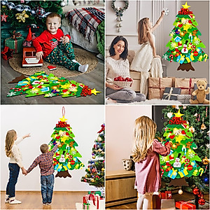 Felt Christmas Tree for Toddlers - 3.3 FT Felt DIY Tree for Kids Wall with Snowflake Lights + 32 Ornaments, Christmas Indoor Home Decorations, Kids Toddler