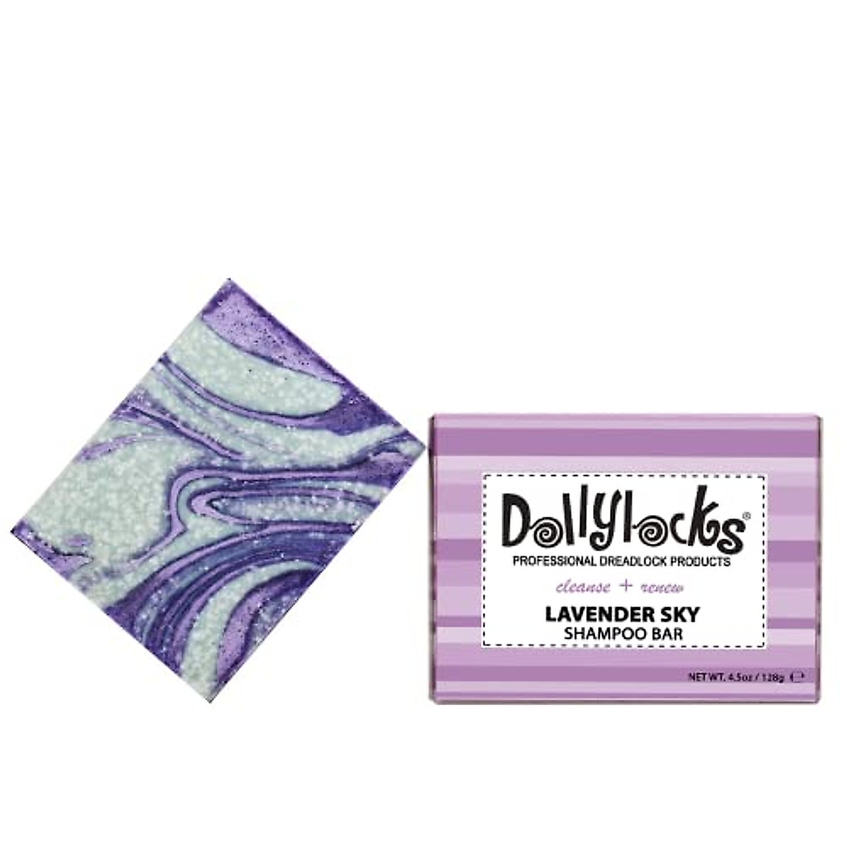 Dollylocks Organic Shampoo Bar for Dreadlocks, Vegan Shampoo with Coconut Oil, Essential Oils, Sea Salt, Plant-Based Shampoo Bars for Hair, Residue Free and Cruelty Free - (4.5oz) Lavender Sky