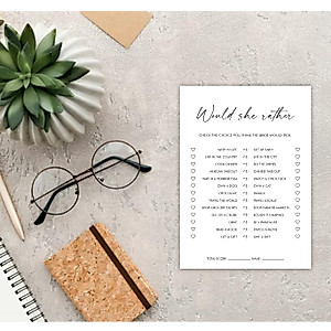 stizak Minimalism Bridal Shower Games, Would She Rather Games, 5 x 7 Inches, Wedding Shower Games, Bridal Shower, Bridal Shower Game Cards (xcbbs08)