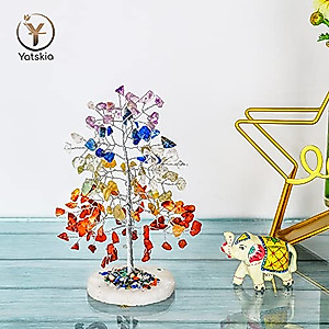 Chakra Tree of Life - Wrapped On Natural Geode Agate Slice Base, w/Tree of Life Necklace - Chakra Decor, Crystals and Healing Stones, Feng Shui Tree, Seven Chakra Tree, 7 Chakra Tree, Bonsai Tree