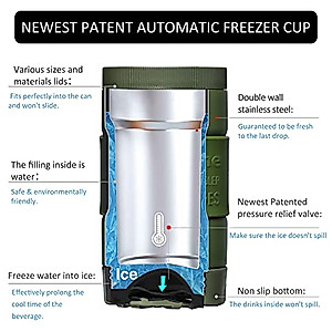 Ourokhome 5 in 1 Insulated Can Cooler, Freezer Can Coozie for 12 oz & 16 oz Cans and Bottles for Beer, Skinny Selzers, Soda and Coffee, 100% Leak Proof Tumbler with Lid, Christmas Gift, Green