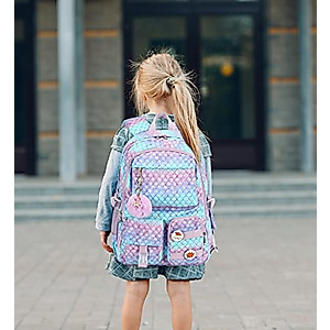 KIDNUO Girls Backpack,15.6 Inch Laptop School Bag Large Primary Elementary Middle College Bookbags Kids Backpacks for Teens Girls Women Students Anti Theft Travel Daypack (Purple)