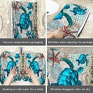 Coastal Runner Rug for Hallway 2x6 Sea Turtle Hallway Rugs Nautical Throw Rug Blue Turtles Beach Ocean Life Teal Marine Animal Area Rug Non-Slip Floor Carpet for Bedroom Entrance Door Mat Washable Rug