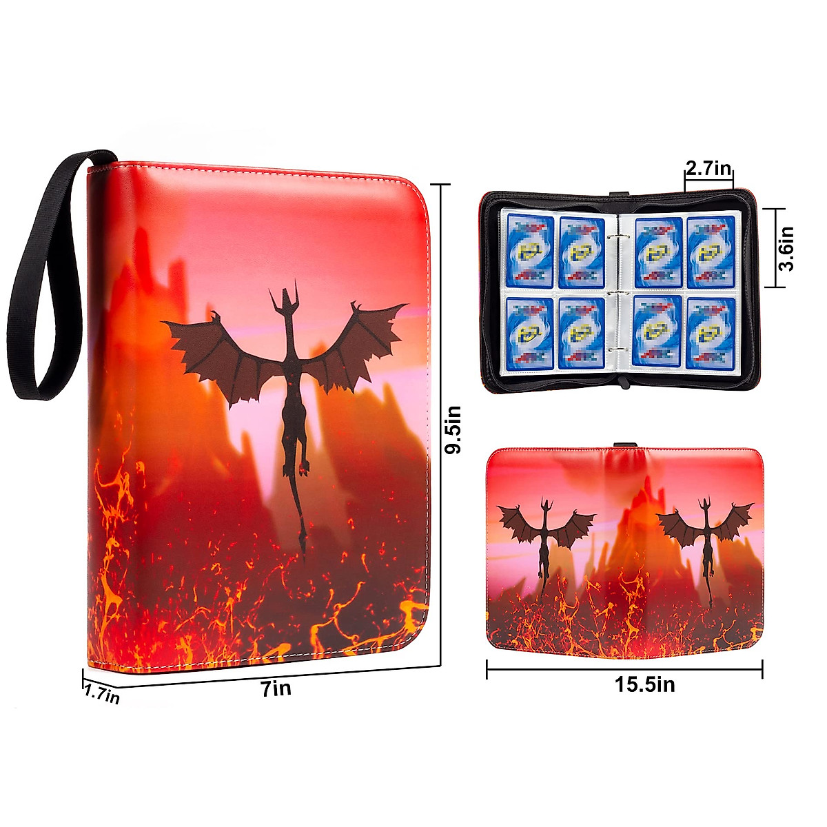 GEAoffice 4-Pocket Binder for Trading Cards with 50 Removable Sheets Holds 400 Cards, Card Book Collector Album Folder for Yugioh, MTG, TCG, Trading Card Holder with Zipper-Toys Gifts for Girls