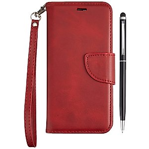 Glow Co., Ltd. iPhone 11 Pro Notebook Type Case with Strap, Red, Tempered Glass & Stylus Pen Included 406-2-02