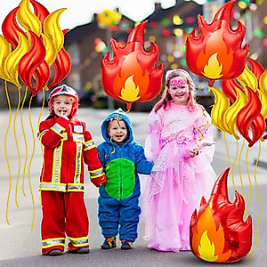 18 Pcs Fire Truck Birthday Party Supplies 32 Inch Fire Balloons Aluminum Firefighter Birthday Party Decorations 24 Inch Flame Balloons Fireman Theme Kids' Party Balloons for Campfire Hunting Decor