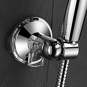 HotelSpa Universal Angle-Adjustable Hand Shower Wall Bracket for Easy Reach/Perfect Angle Fits ANY SHOWER! Patented Push-Lock provides Superior Suction Power. Self-Adhesive Slide-in Holder included