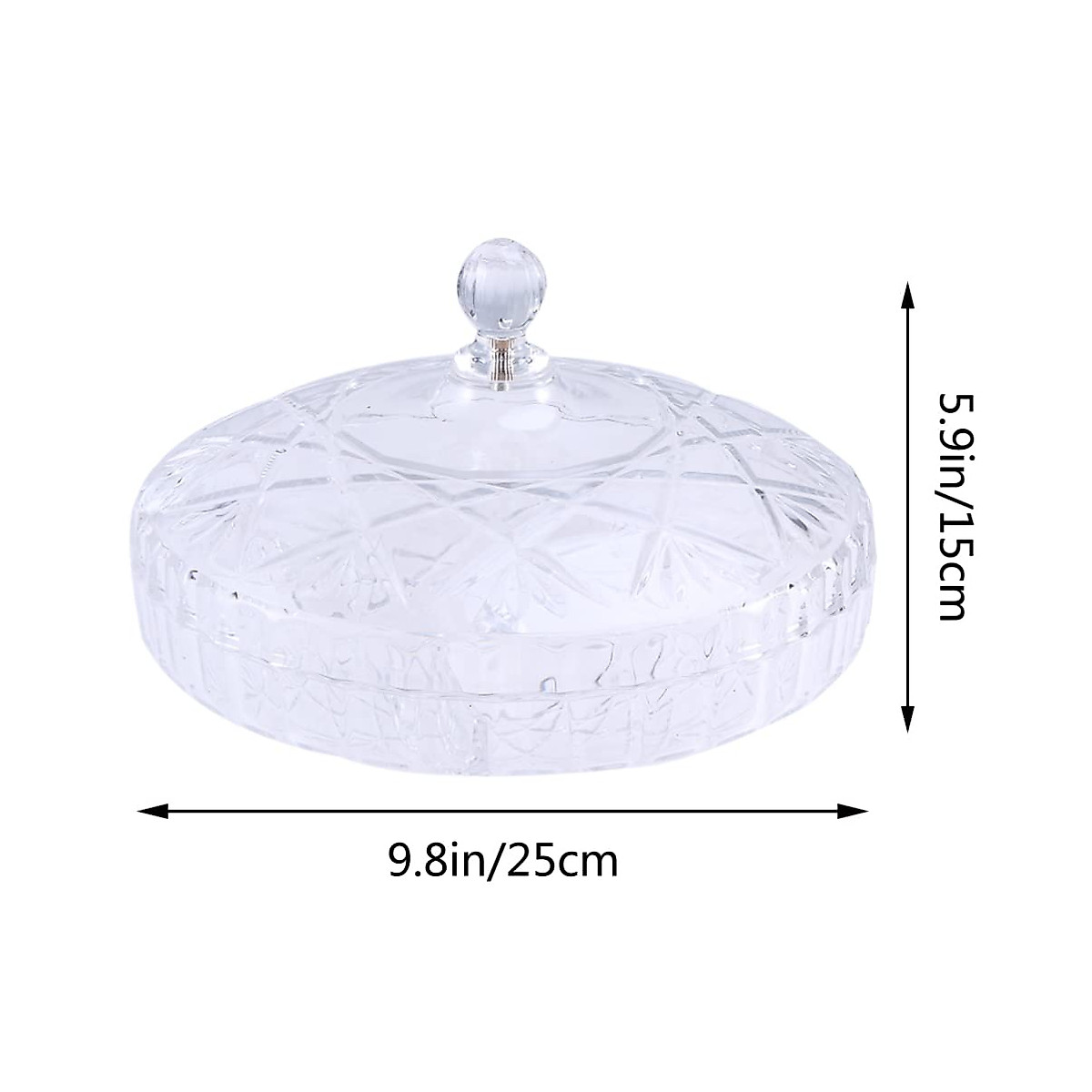 Kichvoe Veggie Tray 3 Compartment Serving Tray with Lid Round Food Storage Container Nuts Serving Platter Candy Bowl Appetizer Tray for Fruit Snack Appetizer 25CM Divided Serving Tray