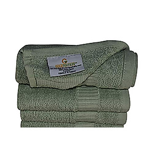 GOLD TEXTILES 100% Cotton Washcloth - 12 Pack | 13x13 inches | Sage Green - Ultra Soft, Highly Absorbent, Long Lasting and Quick Drying - Hotel & Spa Collection Cool Feel Fingertip Towels