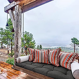 INFBLUE Tufted Bench Cushion for Outdoor Furniture Patio Swing Cushions Overstuffed Outdoor Loveseat Cushions with Round Corner 44" x 19" (44'' x 19'' x 5'', Dark Grey)