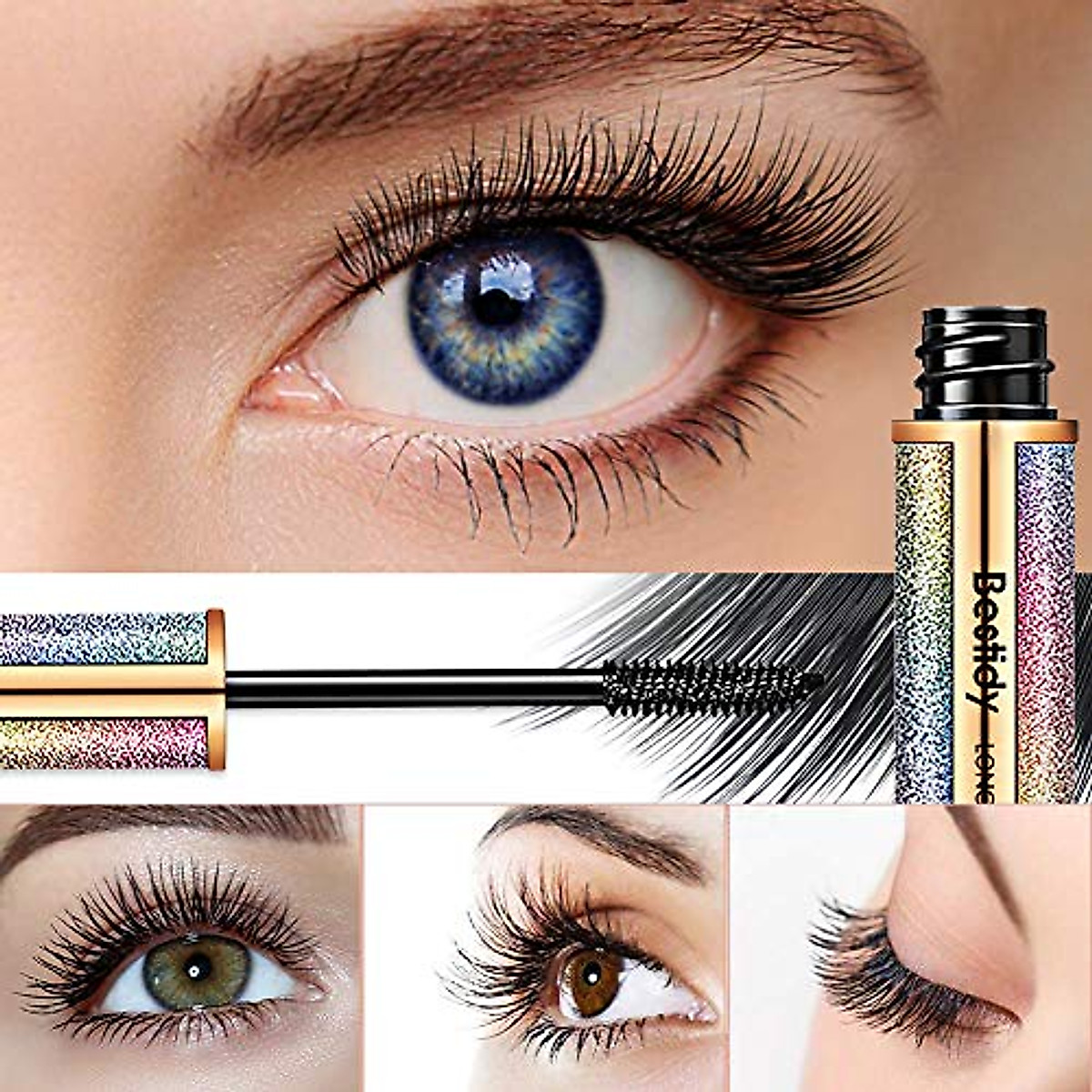 Bestidy 4D Silk Fiber Lash Mascara,Natural Waterproof Smudge-proof Mascara,Thickening Lengthening Mascara No Clumping, No Smudging Lasting All Day