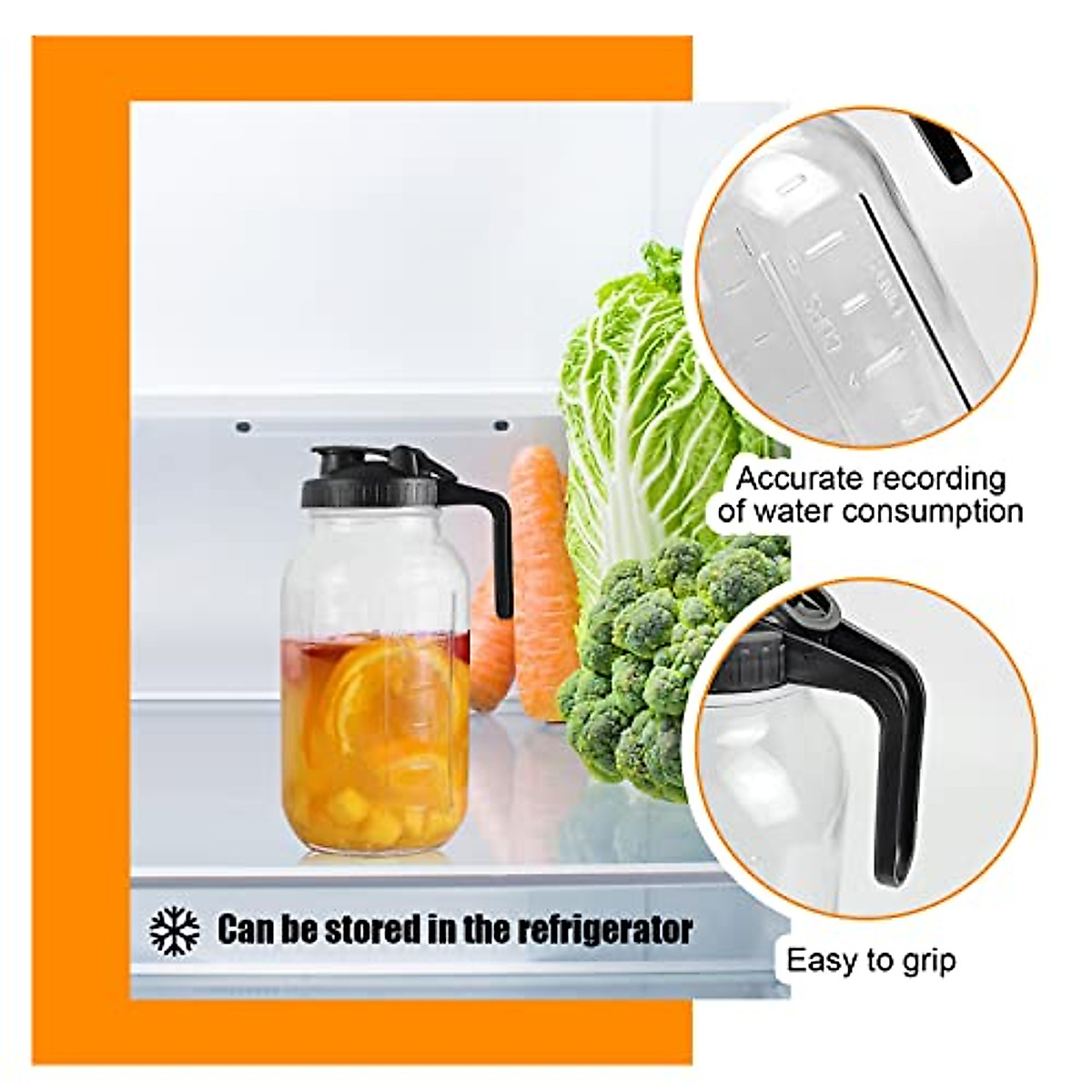 Half Gallon Mason Jar Pitcher, 64 oz Sun Tea Jar Large Wide Mouth Mason Jar Pitcher with Airtight Lid,2 Quart Glass Pitcher for Lemonade,Coffee,Ice Tea Pitcher for Fridge