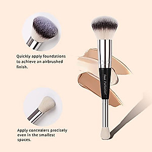 Real Perfection Foundation Brush Makeup Brushes Set Kabuki Brush Self Tanner Dual-sided Blush Concealer Brush Makeup Brush Set Sponge Blending Brush for Buffing Foundation Cream Powder Make up Brushes