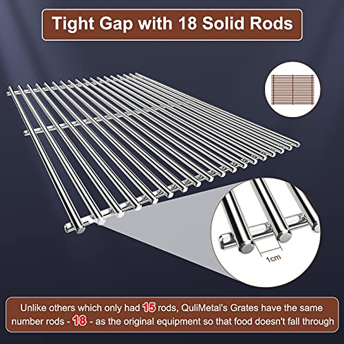 QuliMetal 19.5" Cooking Grates for Weber Genesis 300 Series, Genesis E310 E320 E330 S310 S320 S330, Replacement Parts for Weber 7528/7524, 304 Stainless Steel